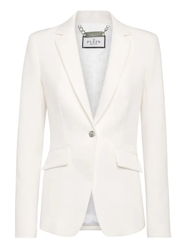 Philipp Plein Cady Blazer With Crystal Skull Appliqu - White
