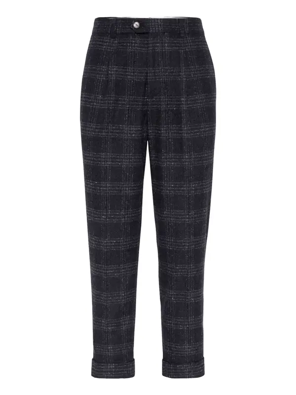 Brunello Cucinelli Check-pattern Trousers - Black