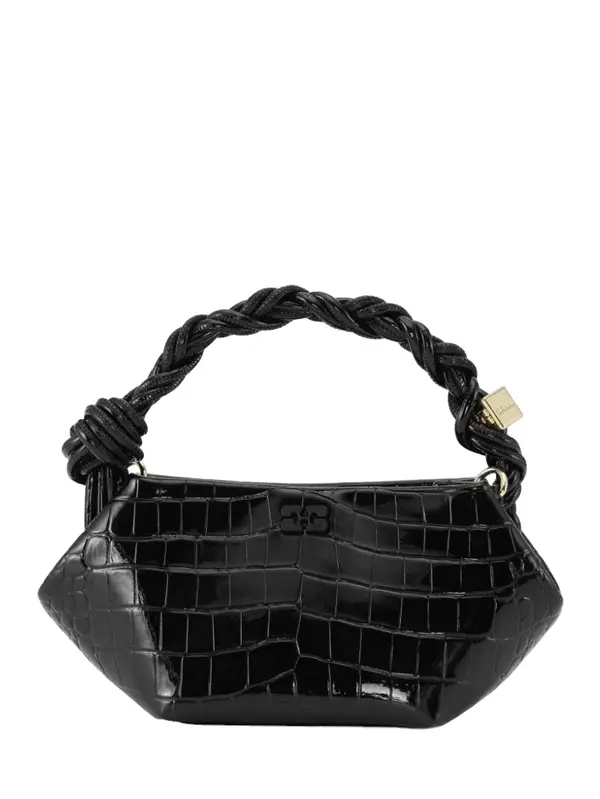 GANNI Bou Crocodile-effect Mini Bag - Black