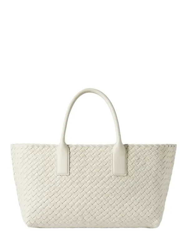 Bottega Veneta Cabat Intrecciato Leather Tote - White