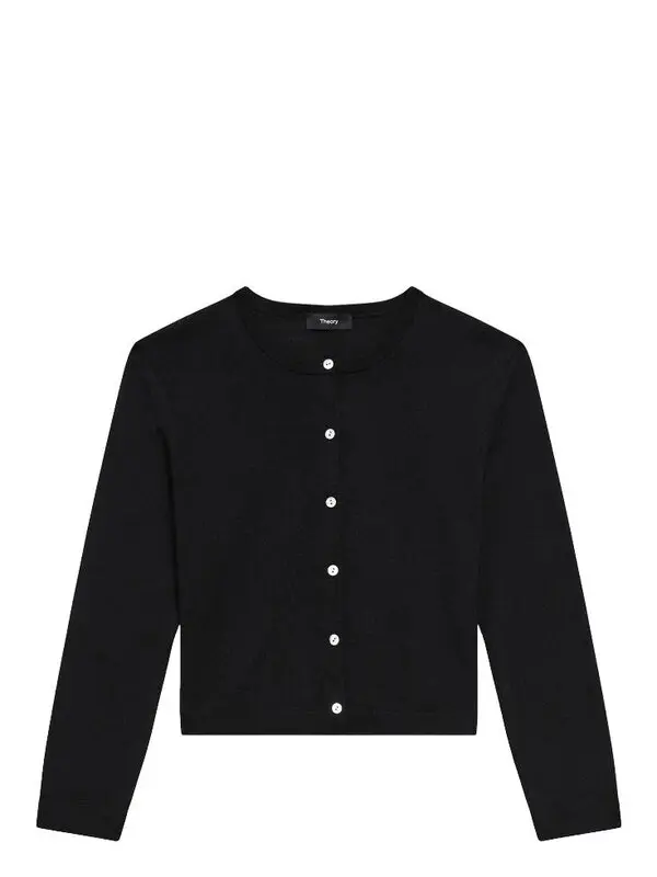 Theory Merino Wool Crop Cardigan - Black