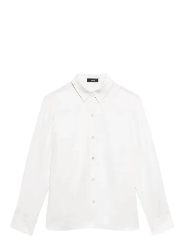 Theory Straight Silk Button-front Shirt - Ivory