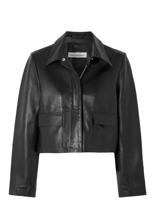 Nour Hammour Bleeker Cropped Leather Jacket - Black