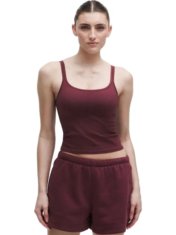 Lululemon Ebb To Street Cropped Tank - Burgundy Bay/burgundy Bay