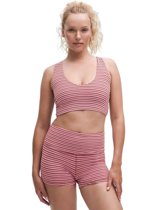 Lululemon Bend This Scoop And Cross Bra - Variegated Stripe Pink Frosting Rock Melon