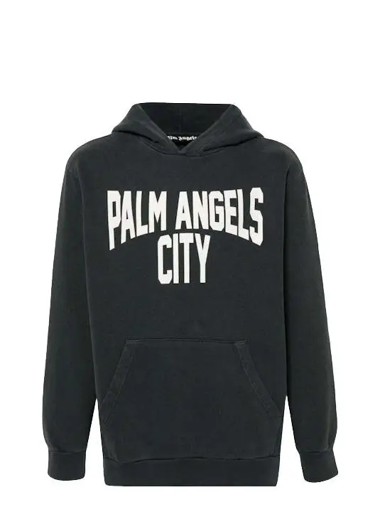 Palm Angels Logo-print Hoodie - Dark Grey