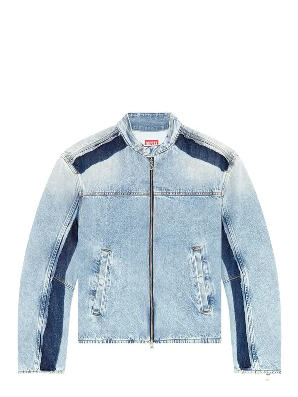 Diesel Two-tone Denim Zipped Jacket - Light Blue