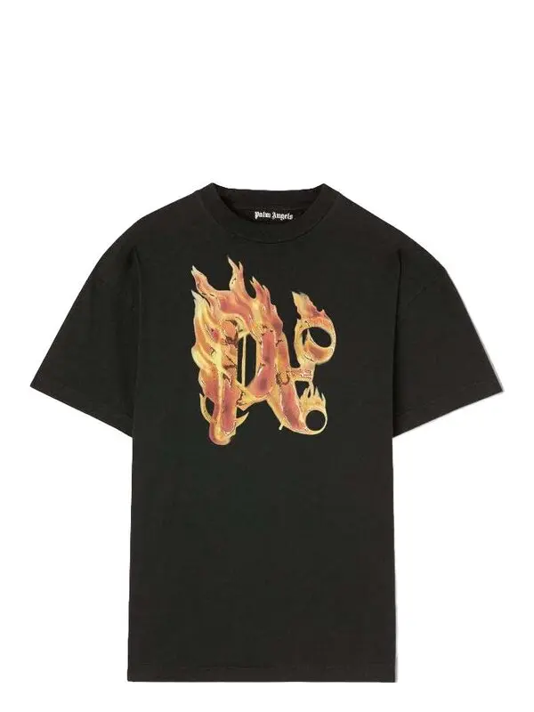 Palm Angels Burning Monogram T-shirt - Black/gold