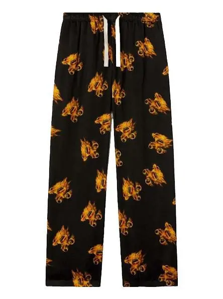 Palm Angels Burning Monogram Loose Pants - Black/gold