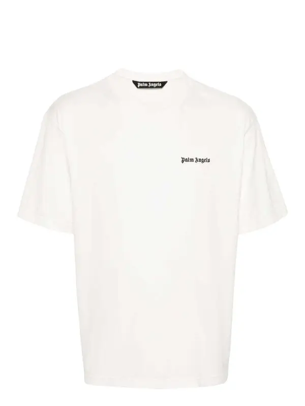 Palm Angels Embroideredlogo Cotton T-shirt - Off White
