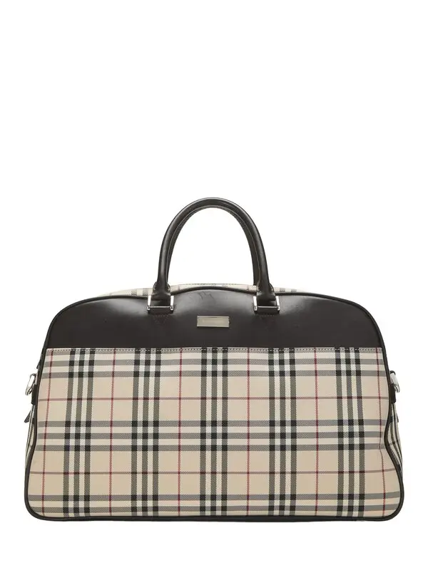 Burberry Check Bowler Handbag - Brown