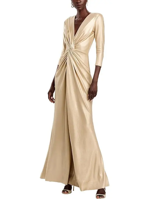 Chiara Boni La Petite Robe Arata Twist Front Long Gown - Gold