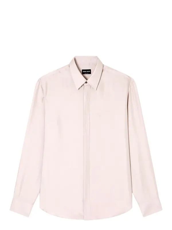 Giorgio Armani Regular-fit Shirt In Silk Twill - Beige