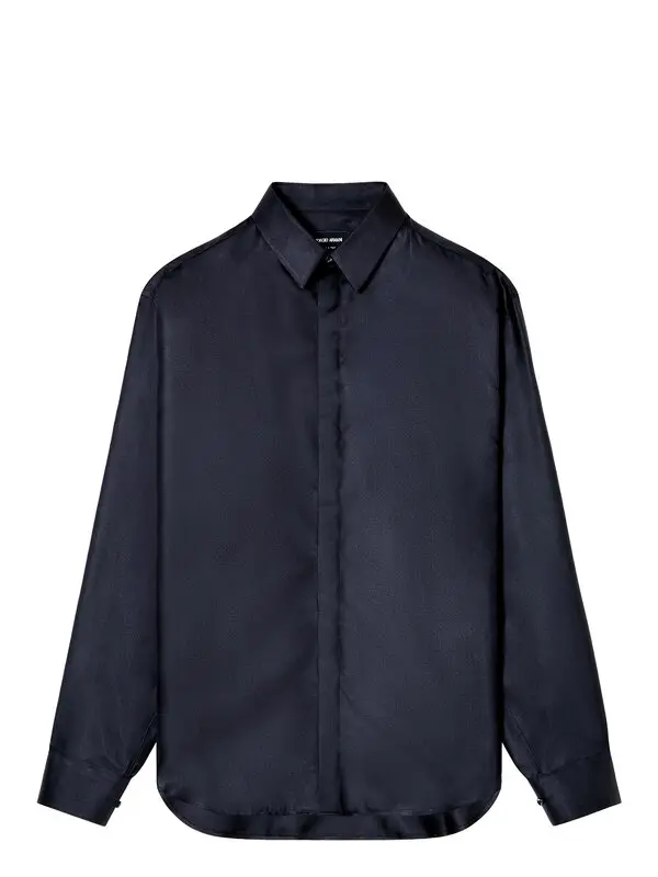 Giorgio Armani Regular-fit Shirt In Silk Twill - Black