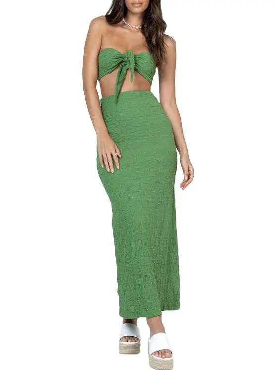 Princess Polly Matilda Crinkle Bandeau & Maxi Skirt Set - Medium Green