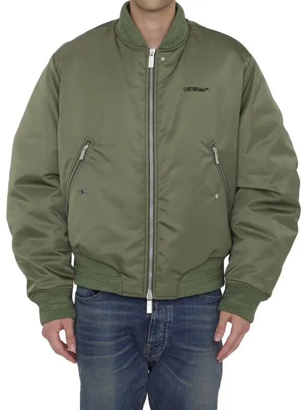 Off-White Four Leaf Clove Bomber Jacket - Green