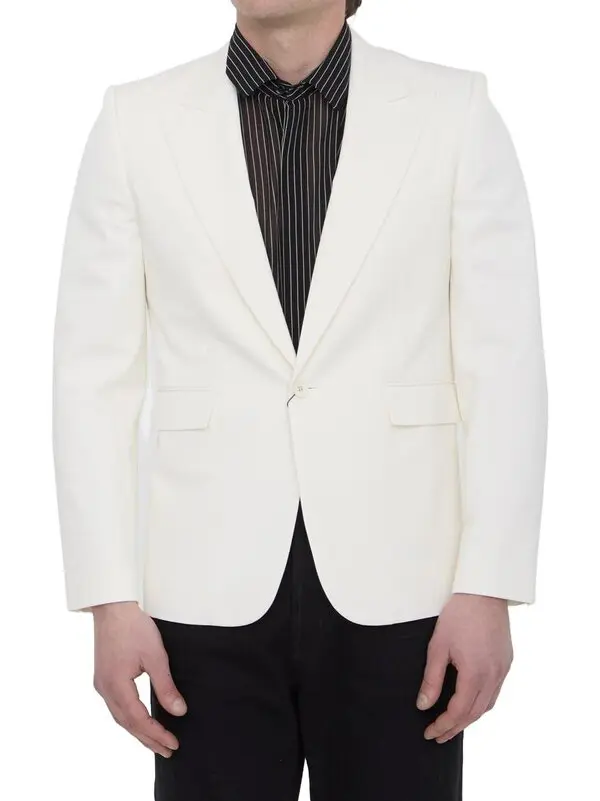 Saint Laurent Wool Gabardine Jacket - White