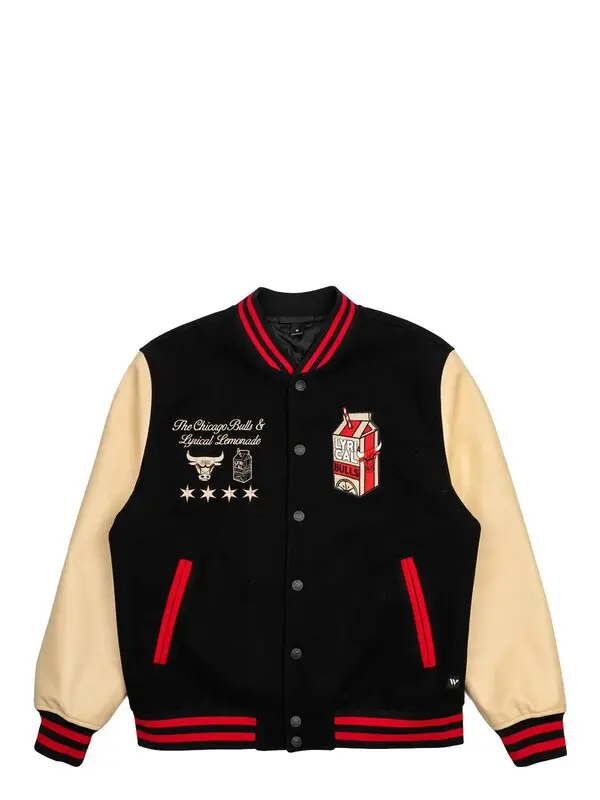 LYRICAL LEMONADE X Chicago Bulls Varsity Jacket - Black/cream/red