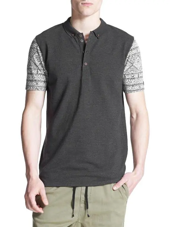 Zanerobe Vinny' Print Sleeve Polo - Black