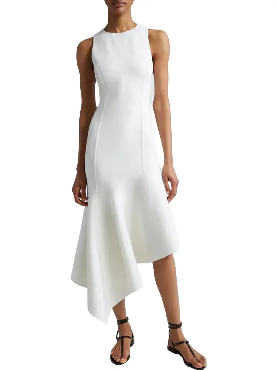Michael Kors Asymmetric Draped Sheath Dress - Ivory