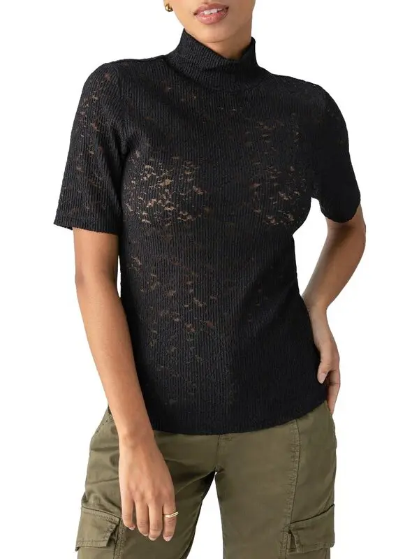 Sanctuary Embroidered Lace Top - Black
