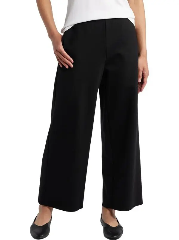 Eileen Fisher Ankle Length Wide Leg Pants - Black