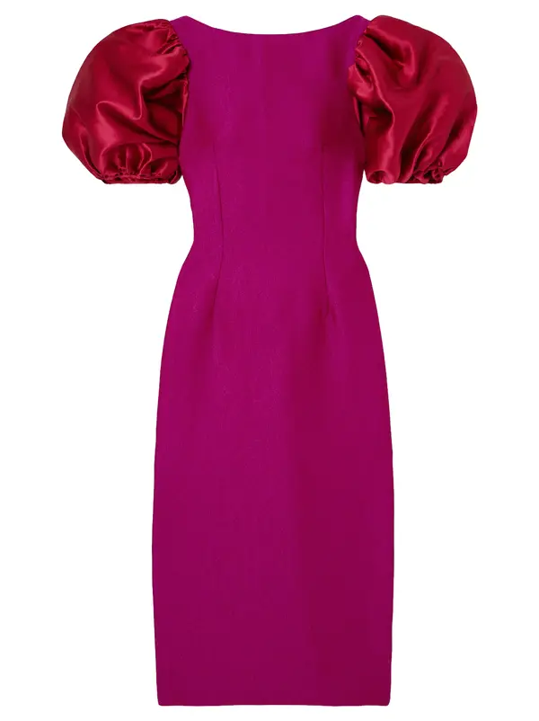 DESTREE Suzanne Faille-trimmed Crepe Midi Dress - Pink