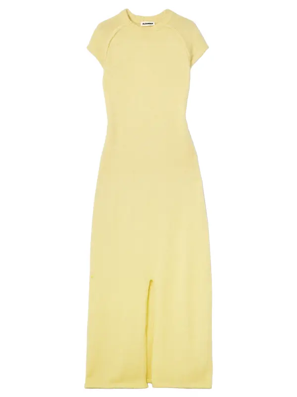 JIL SANDER Wool, Mohair And Silk-blend Maxi Dress - Yellow