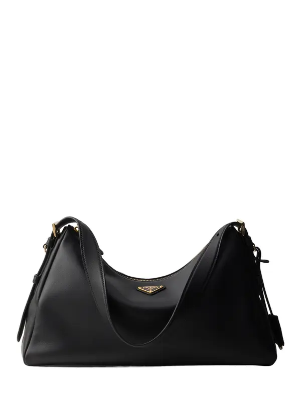 Prada Aimée Large Leather Shoulder Bag - Black