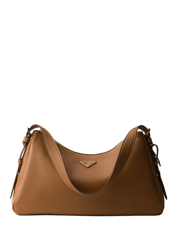 Prada Aimée Large Leather Shoulder Bag - Caramel