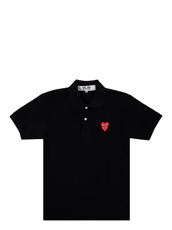 Play Comme Des Garcon Heart Logo Polo - Black