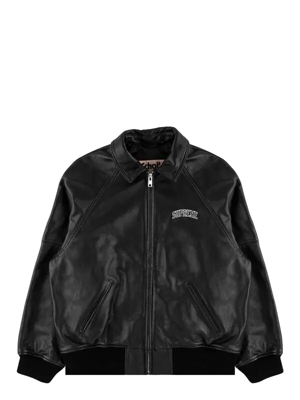 Supreme Martin Wong Leather Varsity Jacket - Black