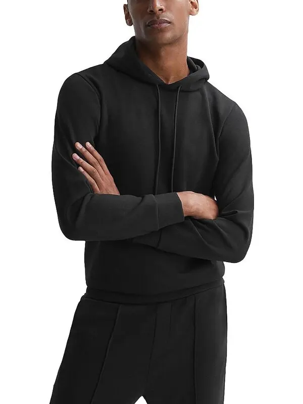 REISS Fabien Interlock Hoodie - Black