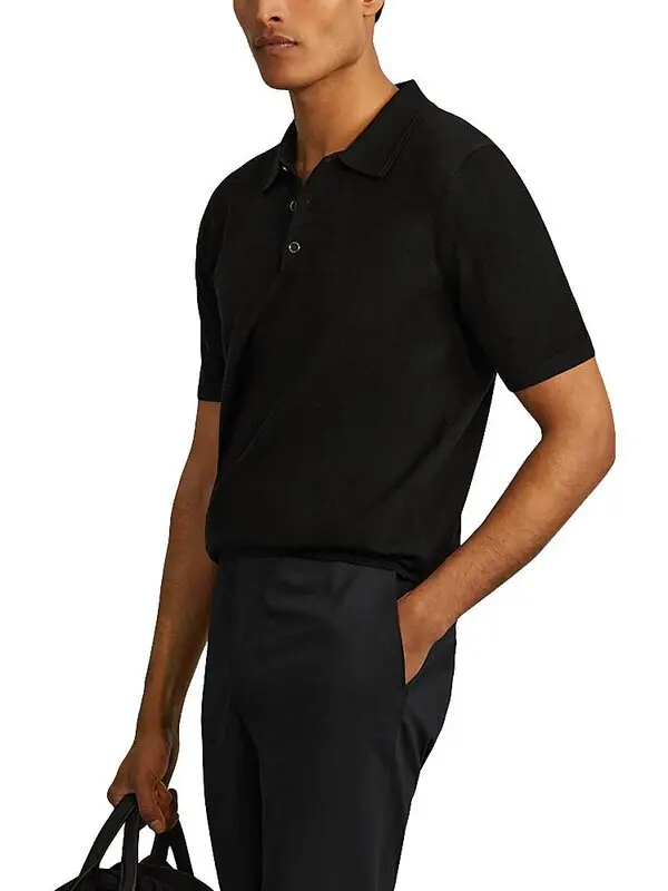 REISS Manor Wool Polo - Black
