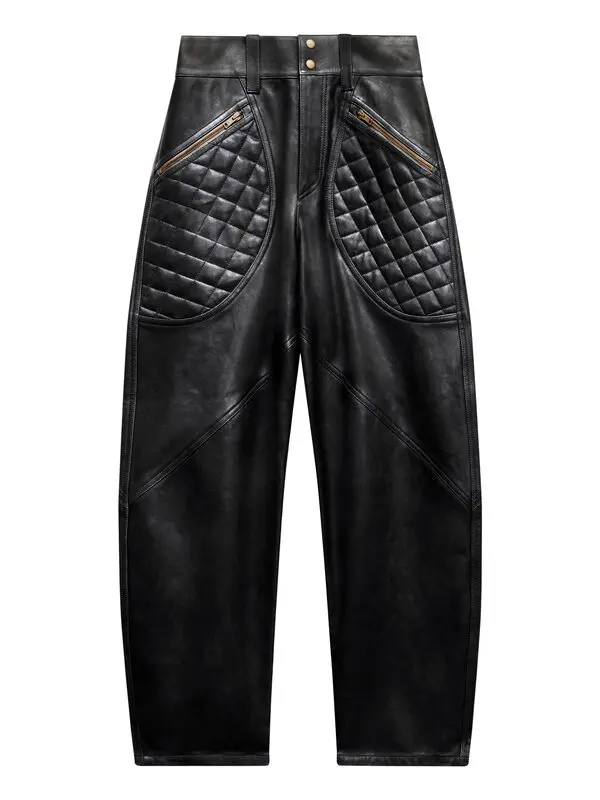 Isabel Marant Catarina Lambskin Leather Pants - Black