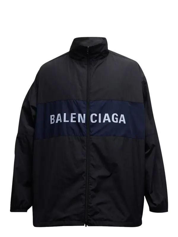 Balenciaga Bicolor Logo Zip-up Jacket - 1000 Black