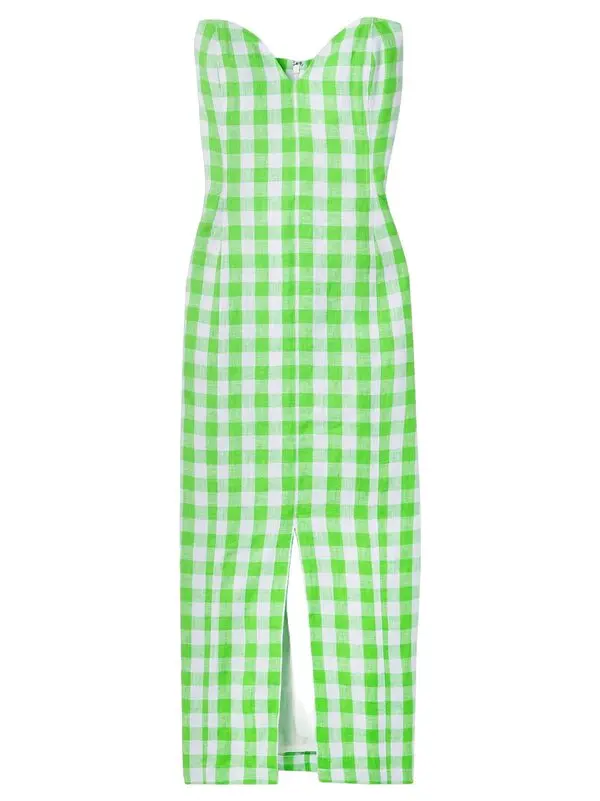 Mara Hoffman Didi Strapless Gingham Hemp Midi Dress - Bright Green