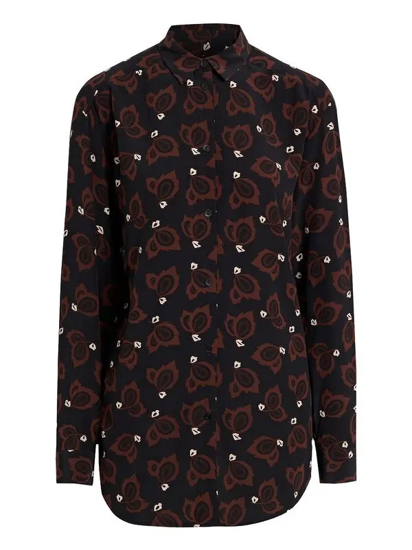 Matteau Printed Silk Crepe De Chine Shirt - Chocolate