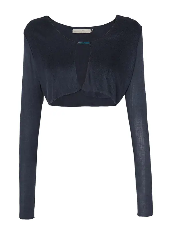 Savannah Morrow Birdie Cropped Bamboo Top - Indigo
