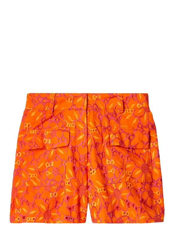 Waimari Juana Broderie Anglaise Cotton-voile Shorts - Orange