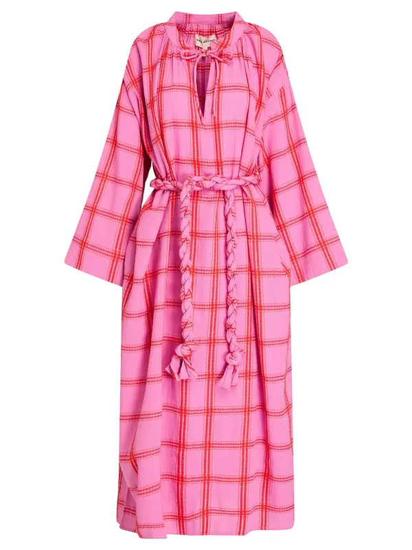 Mara Hoffman Lysa Checked Cotton-jacquard Midi Dress - Pink
