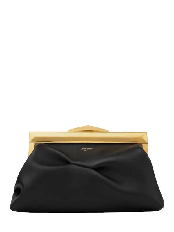 JIMMY CHOO Diamond Frame Leather Clutch - Black