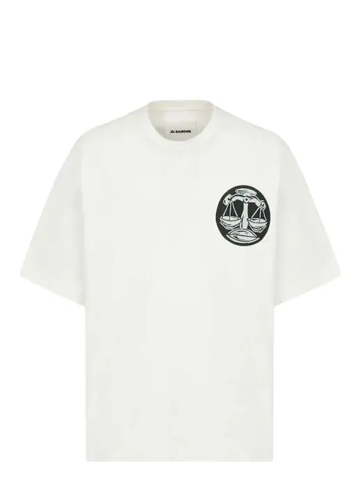JIL SANDER Zodiac Patch Libra Oversize Logo T-shirt - White