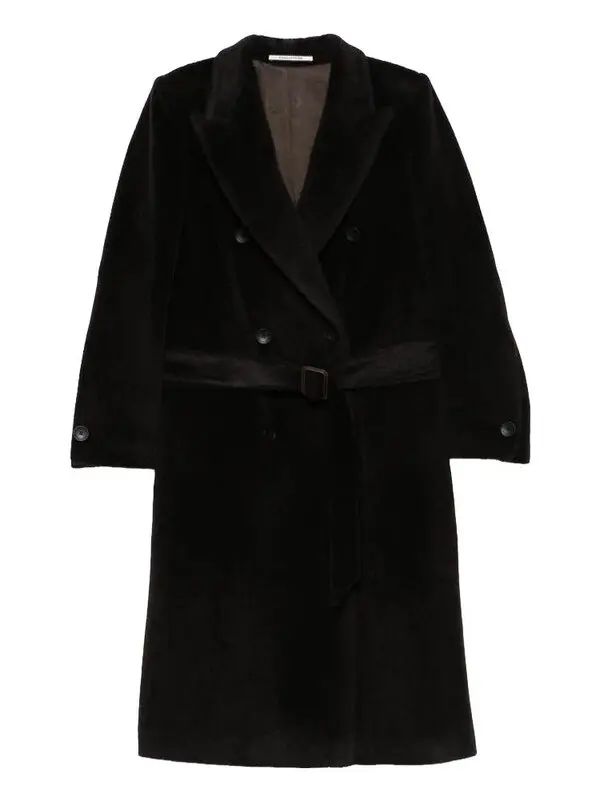 Tagliatore Double-breasted Coat With Belt - Brown