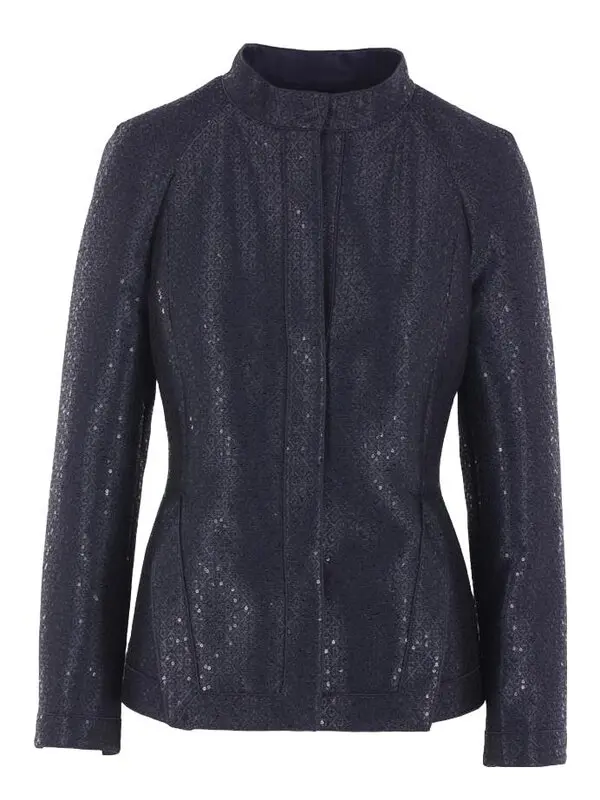 Giorgio Armani Single-breasted Jacquard Jacket - Blue
