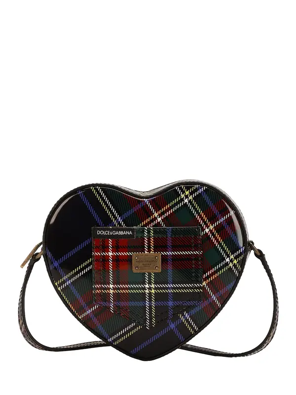 Dolce & Gabbana Dg Girlie Heart Bag In Tartan-print Polished Calfskin - Multicolor