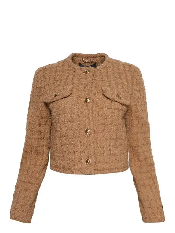 Versace Heritage Tweed Cardigan Jacket - Tan