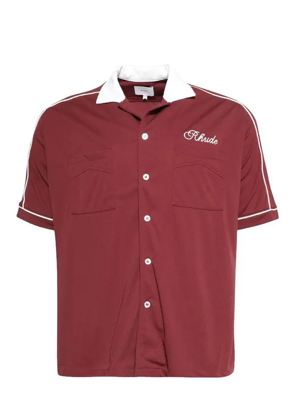 Rhude Mont-blanc Bowling Shirt - Maroon And White