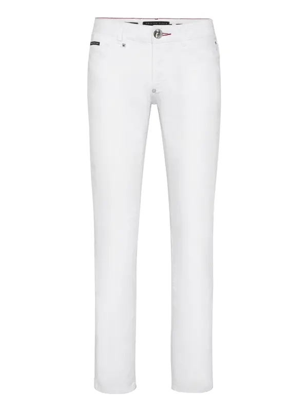 Philipp Plein Tiger Appliqué Straight-leg Jeans - White