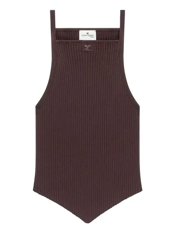 COURREGES Pointy Rib-knit Tank Top - Brown
